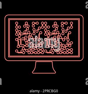 Neon screen with the scheme Technology concept red color vector ...