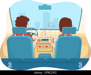 Driving a Car Listening to Music with Loud Speakers or Sound System in ...