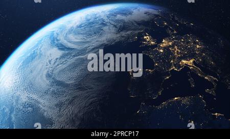 Planet earth and the european continent seen from outer space Stock ...