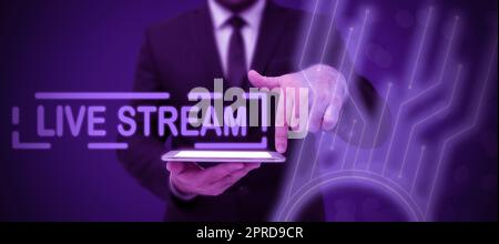 Concept of streaming video with businessman Stock Photo - Alamy