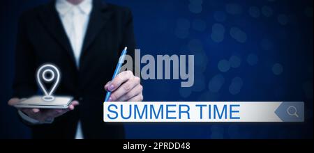 Conceptual caption Summer Time. Internet Concept Longer daylight ...
