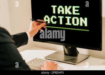 Businesswoman pointing at words plan business collected with wooden ...