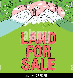 Sign displaying Land For Sale. Word Written on Real Estate Lot Selling ...