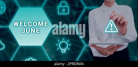 Text caption presenting Welcome June, Business showcase Calendar Sixth ...