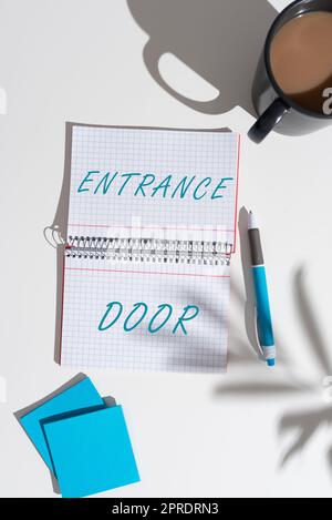 Conceptual caption Entrance Door. Word for Way in Doorway Gate Entry ...