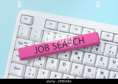 Text caption presenting Job Search. Business idea An act of person to ...