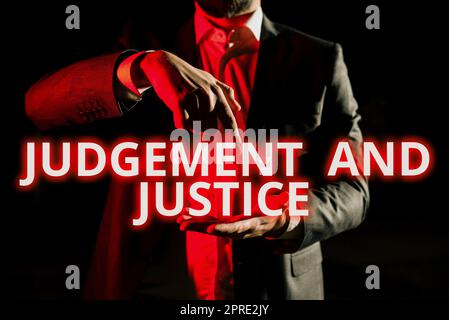 Text showing inspiration Judgement And Justice. Business overview law ...