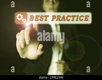 Handwriting text Best Practice. Business showcase commercial procedures ...