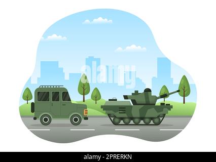 Military Army Force Template Hand Drawn Cute Cartoon Flat Illustration ...