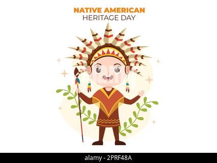 Native American Heritage Day Template Hand Drawn Cartoon Flat ...