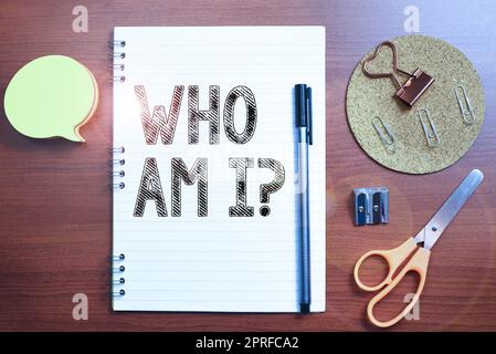 Conceptual display Who Am I. Word for Introduce Identify yourself ...
