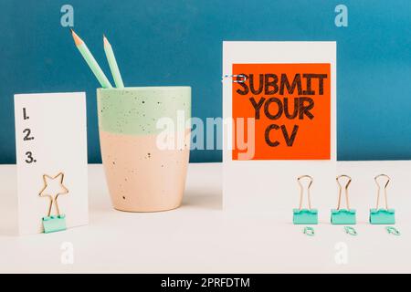 Conceptual caption Submit Your Cv. Business idea Looking for a job ...