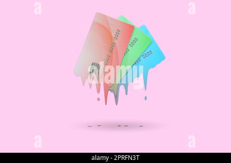 Card expires soon concept shows liquid credit card that is dissolving ...