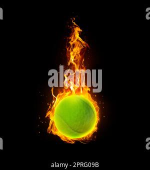 Tennis ball, on fire on black background Stock Photo - Alamy