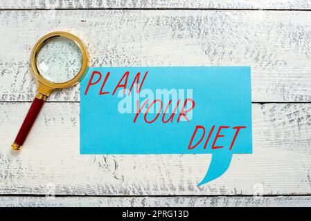 Text showing inspiration Plan Your Diet. Concept meaning Schedule ...