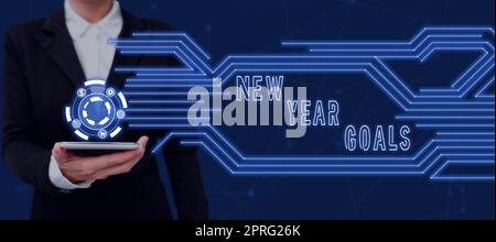 Text sign showing New Year Resolution. Business concept listing of ...