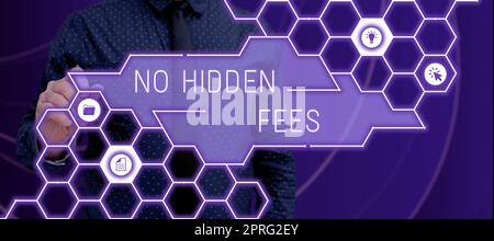 Text sign showing No Hidden Fees. Business approach Tagged price is the ...