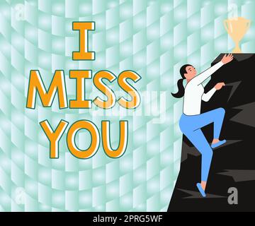 Text sign showing I Miss You. Business approach Feeling sad because you ...
