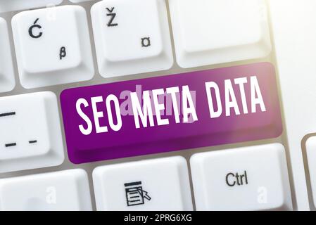 Inspiration showing sign Seo Meta Data. Business concept Search Engine ...