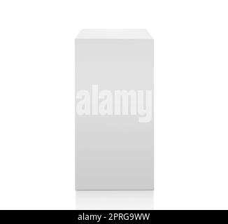 White rectangle empty pedestal isolated on white background. 3D render ...