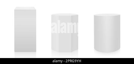 Museum stage. Realistic cubes podium, 3d exhibit displays. Gallery ...