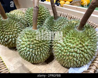 The stacks of Durian waiting for sale. It is the king of fruits Stock ...