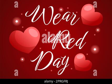 National Wear Red Day on February 7th Template Hand Drawn Cartoon Flat ...