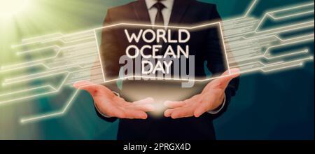 Text showing inspiration World Ocean Day. Concept meaning Worldwide ...