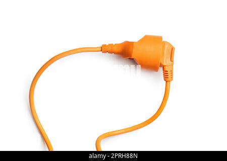 Connected orange electric plug isolated on the white background Stock ...