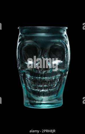 Goblet skull for Halloween cocktail or drink. Green color matt glass ...