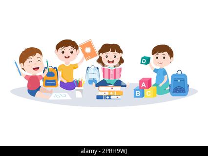 Primary School with Cute Little Students Studying in the Classroom in ...