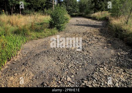 Dried out brook bed with gravel after a long period of dryness in ...