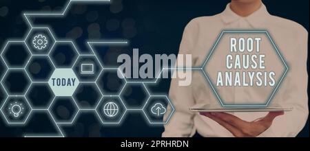 Hand writing sign Root Cause Analysis. Concept meaning Method of Problem Solving Identify Fault ...