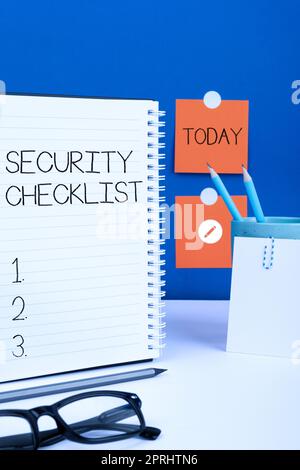 Handwriting text Security ChecklistProtection of Data and System Guide ...