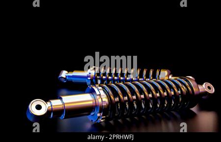 car shock absorbers on dark background. 3d render Stock Photo - Alamy