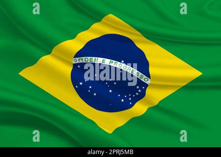 National flag Brazil, Brazil flag, fabric flag Brazil, 3D work and 3D ...