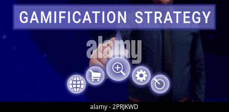 Conceptual display Gamification Strategy, Word for use Rewards for Motivation Integrate Game ...