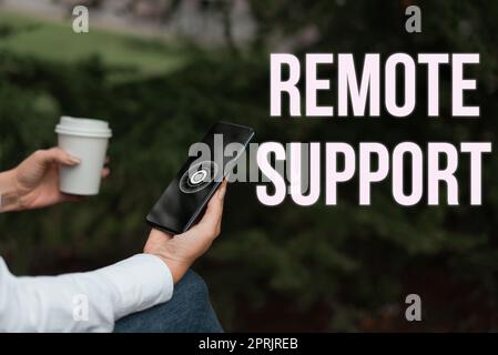 Sign displaying Remote Support. Conceptual photo help end-users to ...