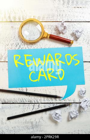 Conceptual display Rewards Card. Business idea Help earn cash points ...