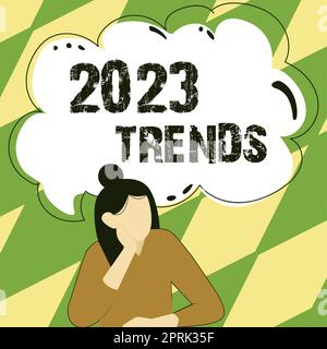 Hand writing sign 2023 Trends. Conceptual photo things that is famous ...