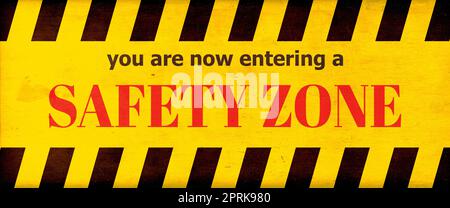 Safety zone label sign. Danger warning Stock Photo - Alamy