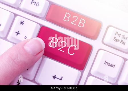 Conceptual display B2B B2C, Word for two types for sending emails to ...