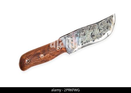 Old forged burcher knife isolated on white background Stock Photo - Alamy
