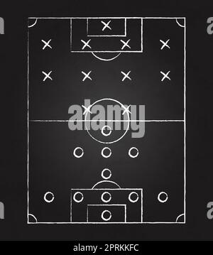 Dark background board with tactical placement of football players ...