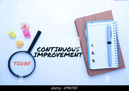 Text sign showing Continuous Improvement. Internet Concept Ongoing ...