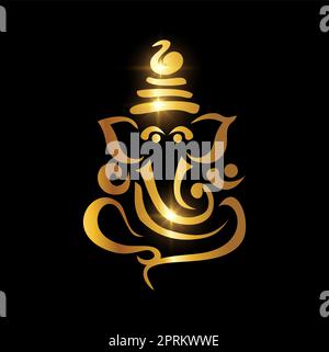Golden Ganesh Puja. ganesh Chaturthi Sign Stock Vector Image & Art - Alamy