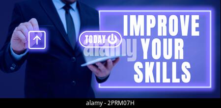 Text sign showing Improve Your Skill. Conceptual photo Unlock ...