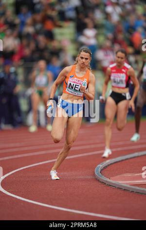 Laura de Witte participating in the 4x400 meters relay of the European ...