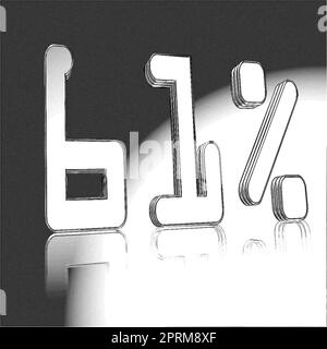 61%, 61 percent as a 3D illustration, 3D rendering Stock Photo - Alamy