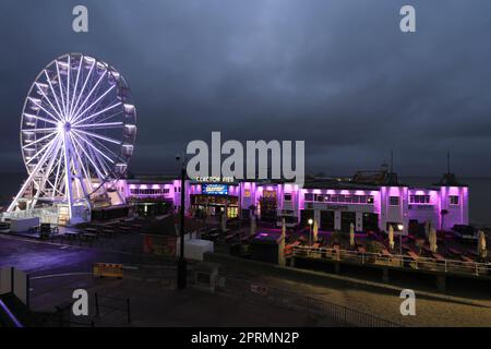 Clacton Pier at night, Clacton-on-Sea, Essex, England, UK Stock Photo ...